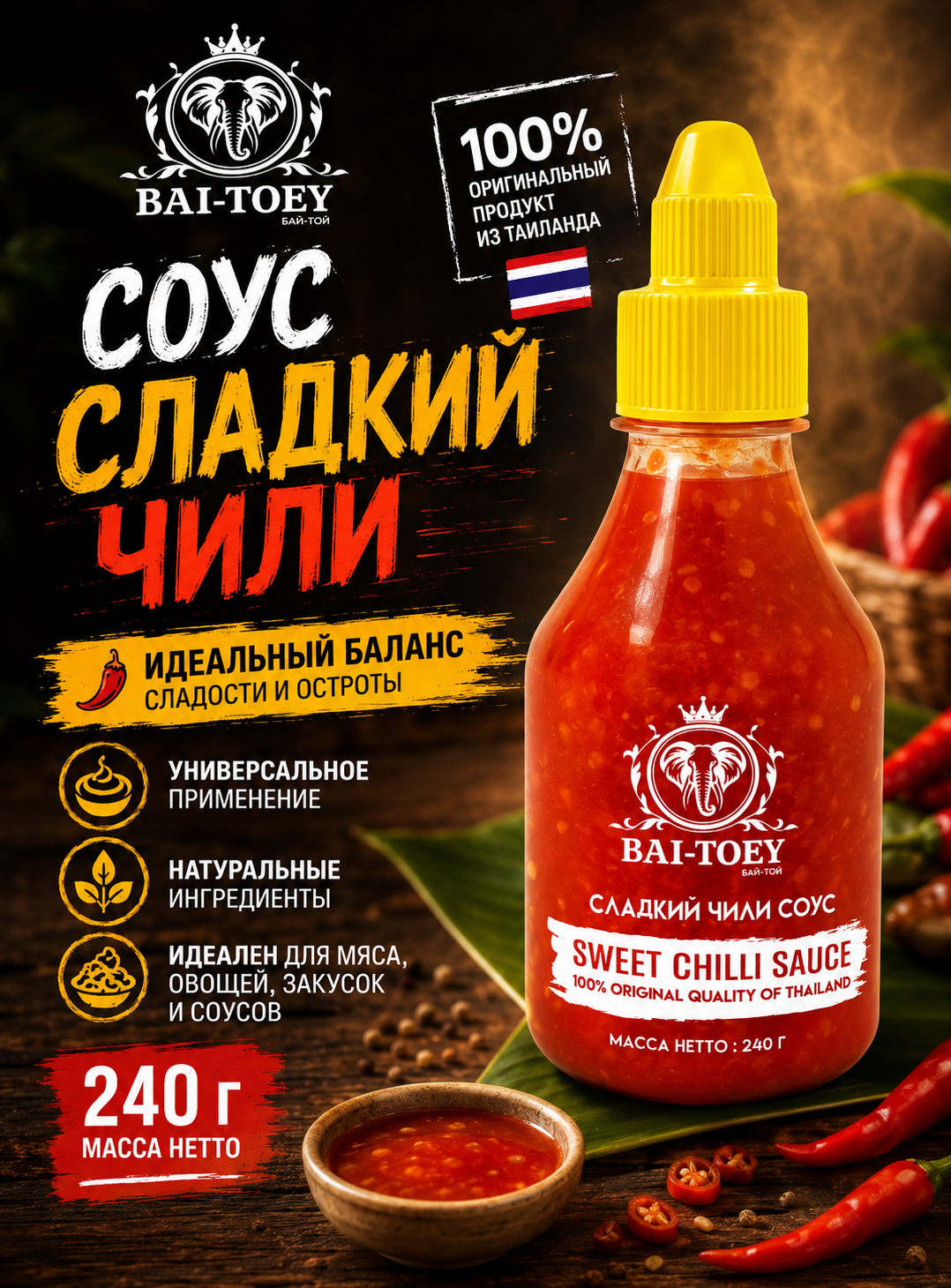 Соус сладкий чили 240 г, Bai-Toey