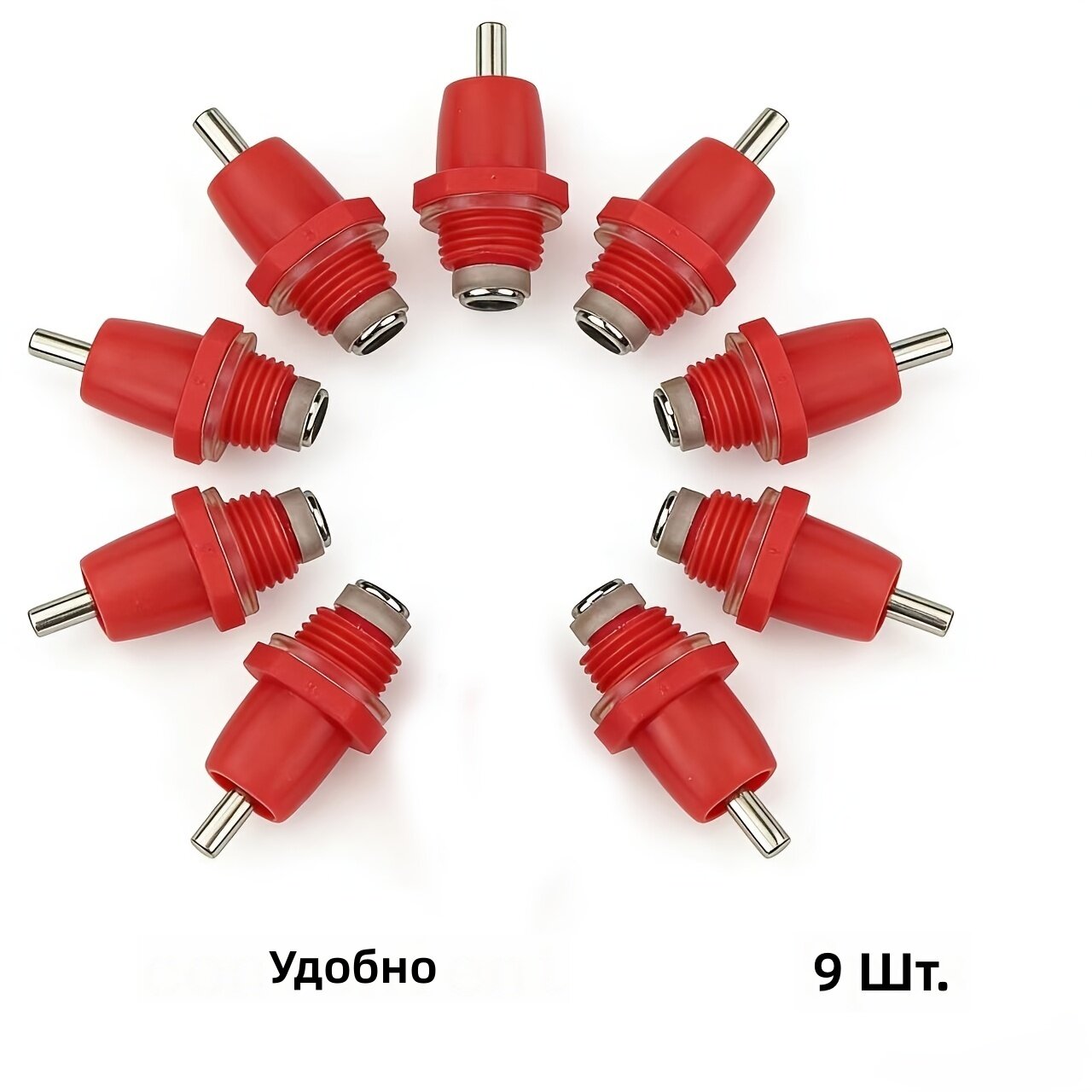 Автоматическая поилка для кур, 9 шт, 3-ходовой пружинный ниппель, запчасти для фермерских кормушек