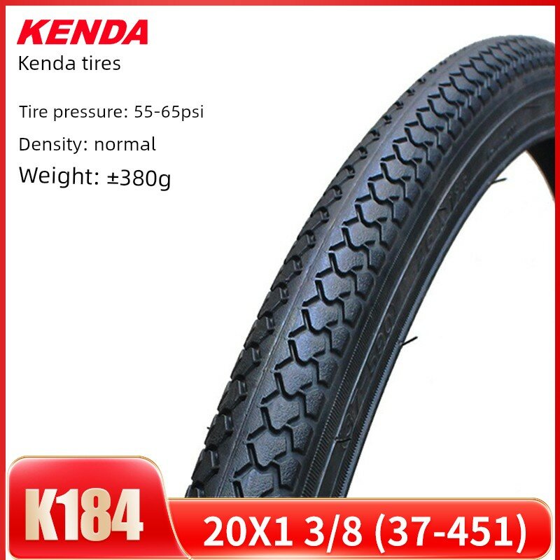 K184 20x1,375 дюйма черная велосипедная шина, низкое сопротивление, полускачковая протекторная поверхность для складных