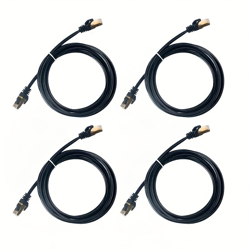 Патч-корд Cat6 Ethernet кабель, 4 шт в упаковке, черный, длина 1 м (39,37 дюйма), гигабитный UTP, для внутреннего и наружного использования, для домашней и офисной сети