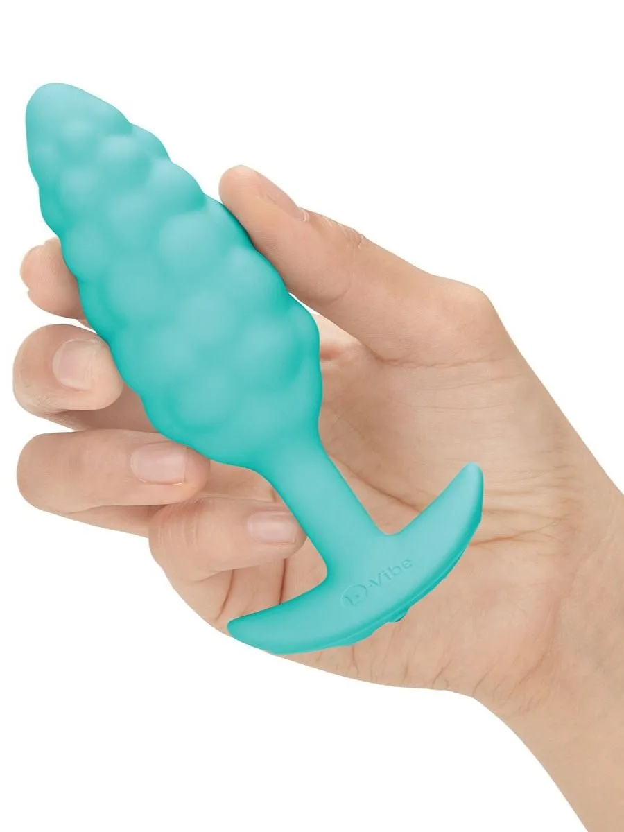 67849 B-vibe Bump Texture Plug, голубой. Анальный плаг с вибрацией и рельефом