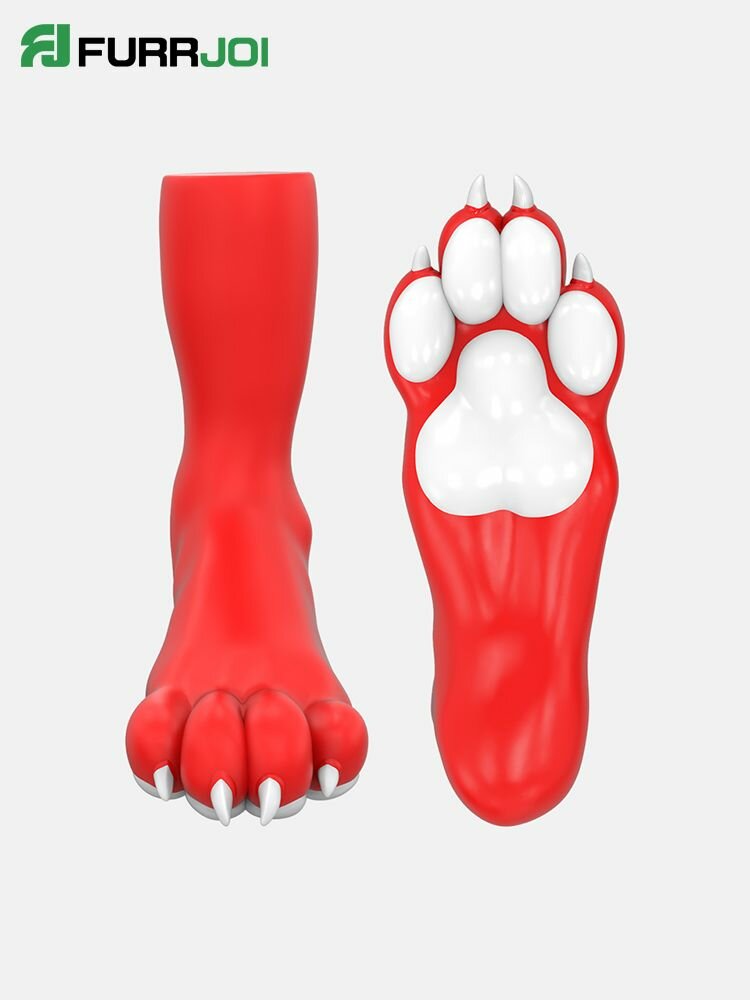 Furrjoi Новые силиконовые лапы на ноги Silicone Furry Dog Feet, 11 расцветок, белые подушечки, глянцевые звериные ботинки для фурсьют косплея