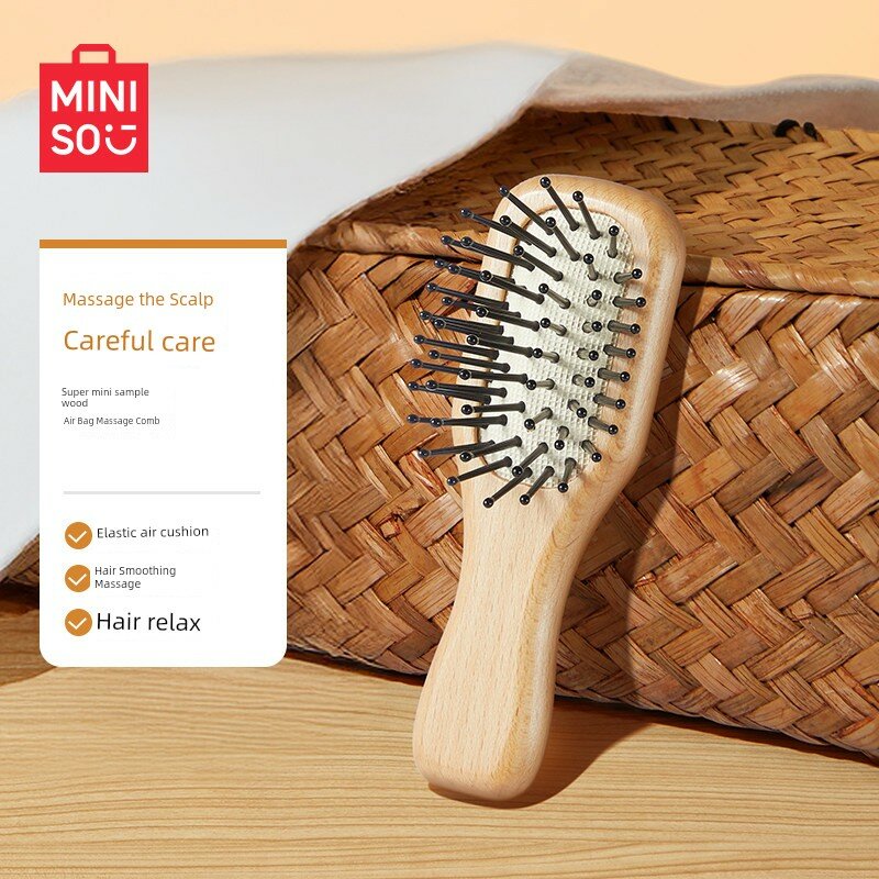 MINISO Super Mini: Портативная массажная расческа из бука с воздушной подушкой для массажа кожи головы и меридианов