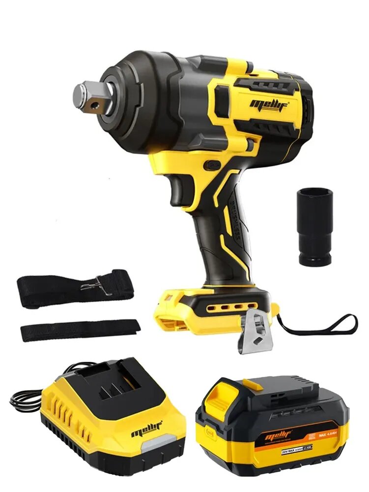 Беспроводной электрический ключ Mellif совместим с аккумулятором DeWalt 18v / 20v (с аккумулятором 4.0), 1420 нм, бесщеточным двигателем, используется для обслуживания автомобилей, украшения дома