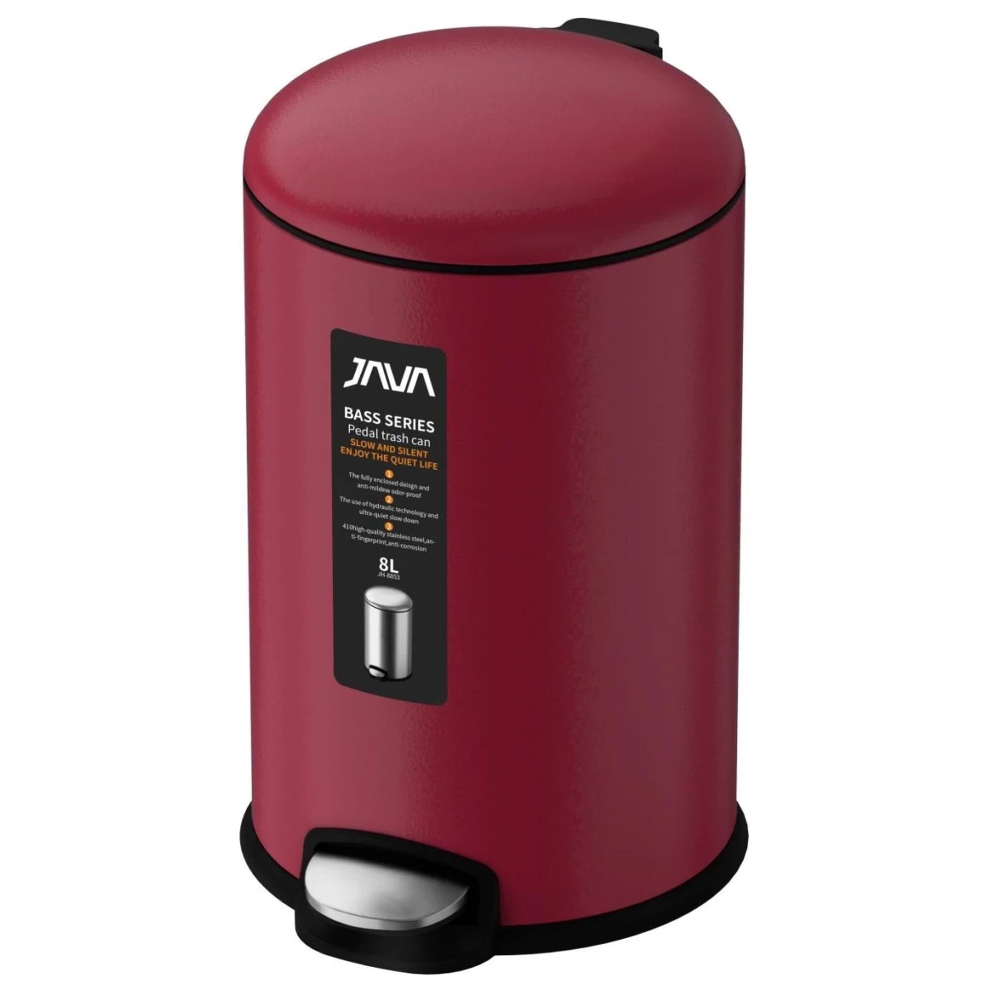 Мусорное ведро Java S-885-8R 8 л, с микролифтом, цвет малиновый матовый