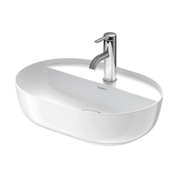 Раковина Duravit Luv 0380500000 накладная 50х35см, с 1 отв, с донным клапаном, без перелива, цвет белый глянцевый