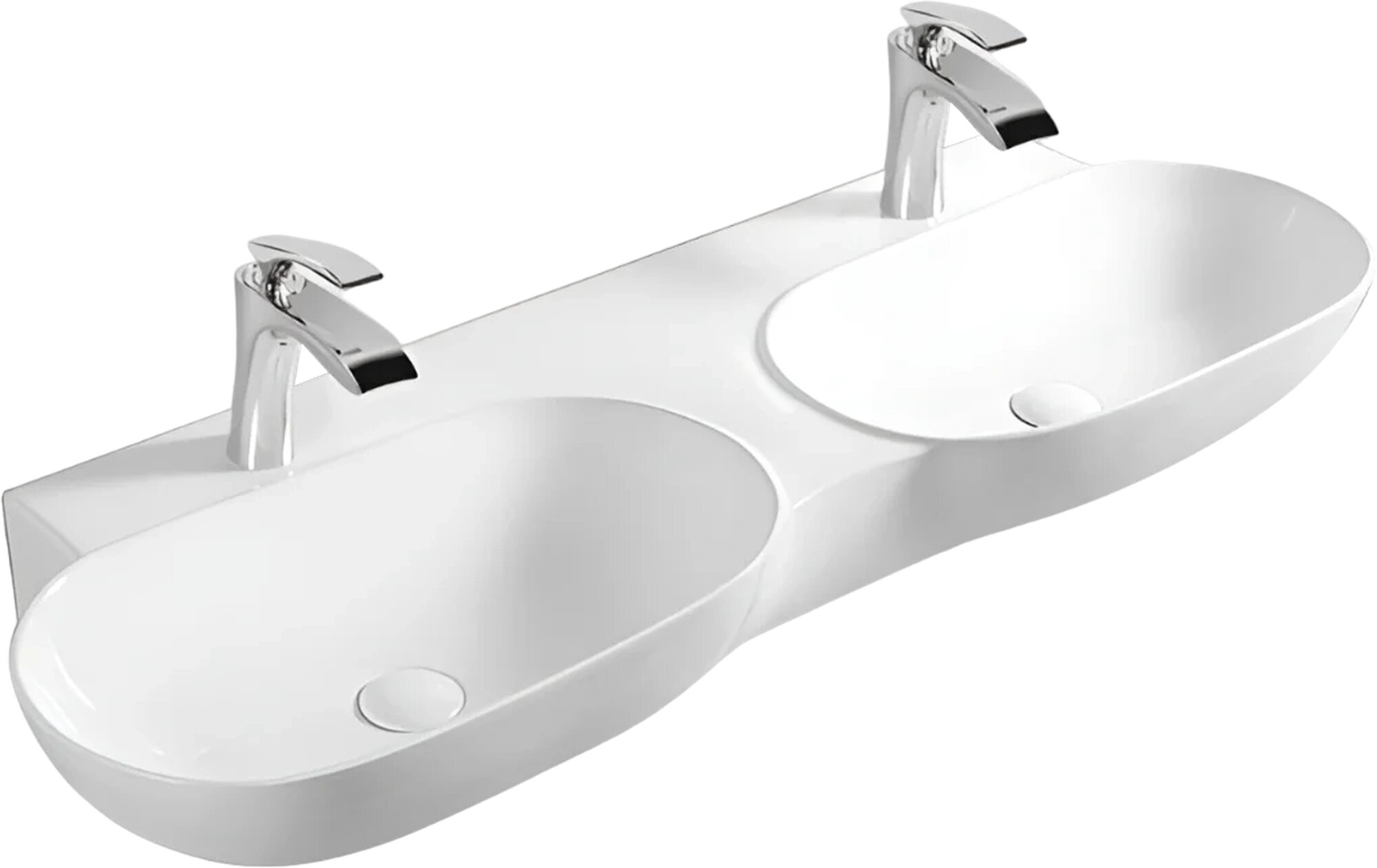 Раковина SantiLine SL-2113 накладная/подвесная, 120x39 см, двойная, белая