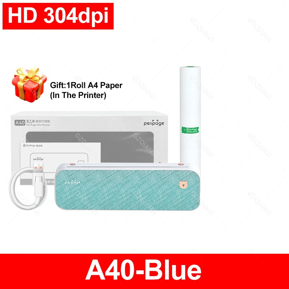 Портативный термопринтер PeriPage A40 Blue