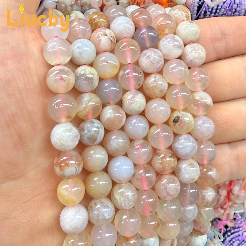Бусины из агата с узором цветков вишни Liucby 6/8/10 мм для рукоделия 8mm-about 46pcs