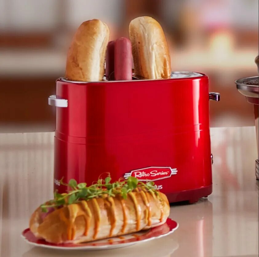 Cookplus Тостер машина для хот-догов 1200 Вт тостов - 2, красный