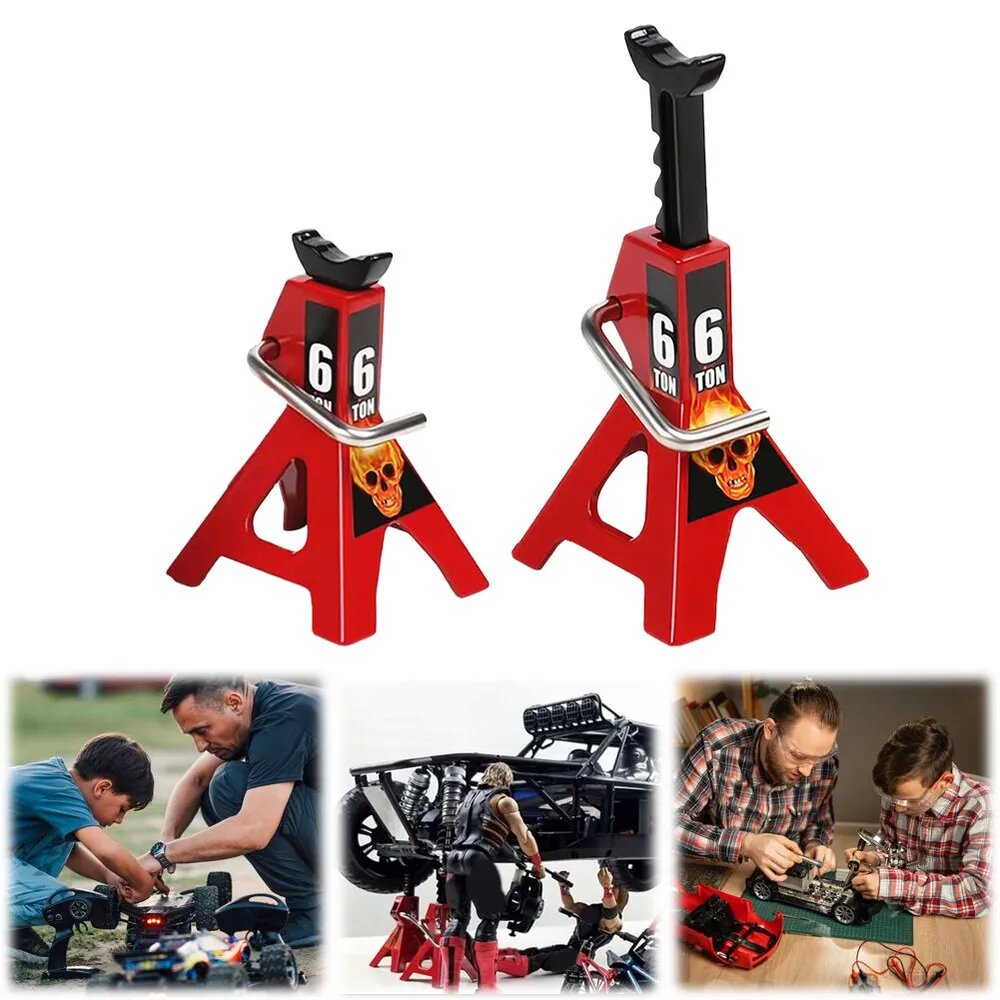 Подставка-домкрат для RC-моделей 6T, металлическая, регулируемая высота, красный цвет, комплект 2 шт, имитация для TRX4