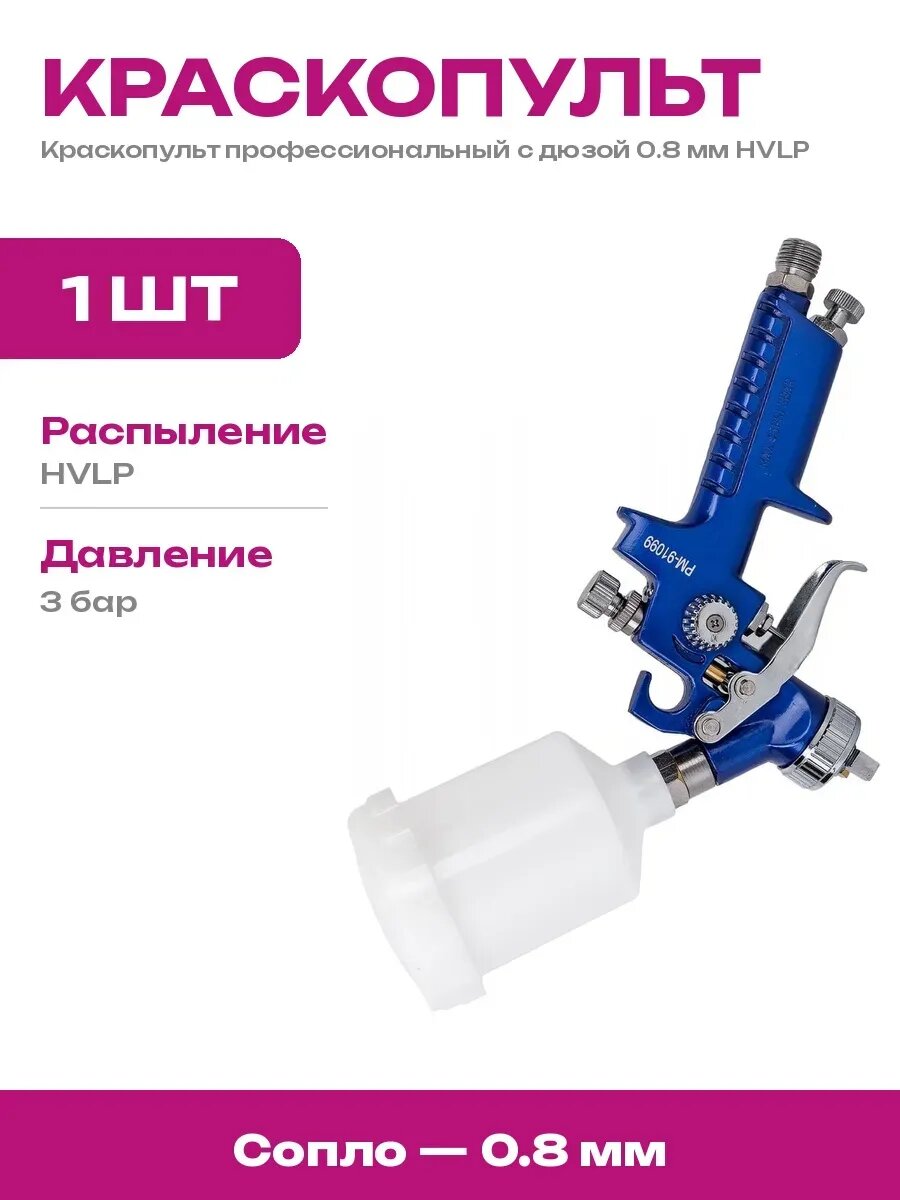 Надежный краскопульт HVLP 0.8 мм с высоким рабочим ресурсом