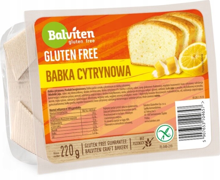 Лимонный кекс Balviten без глютена 3 шт x 220 г
