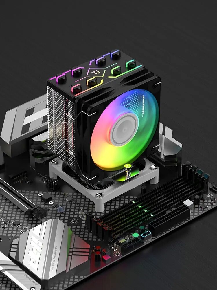 Компьютерная сборка-Кулер для процессора -ARGB- для Intel и AMD-4 медные трубки-черное-100*100*25