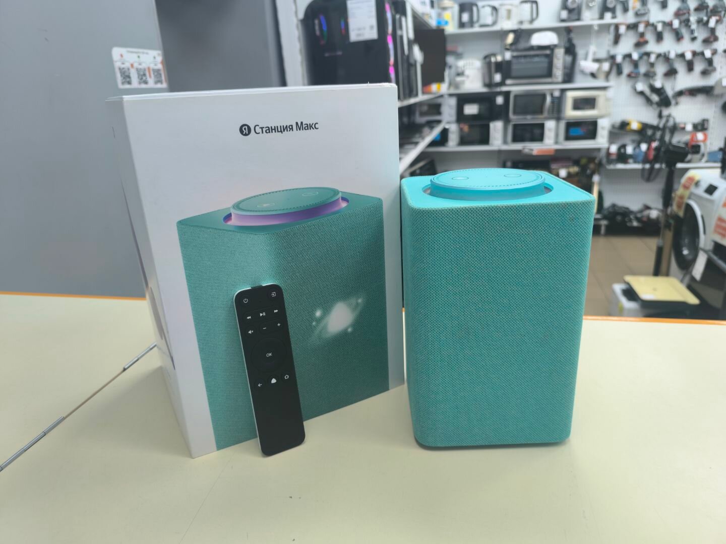 Умная колонка Яндекс Станция Макс с Алисой, c Zigbee, бирюзовый, Б/У, Уценка