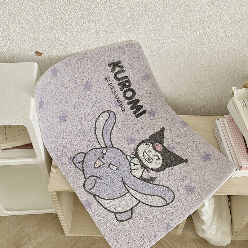 Коврик для входа Kuromi из петельного ворса 40x60 см, нескользящий, легко стираемый