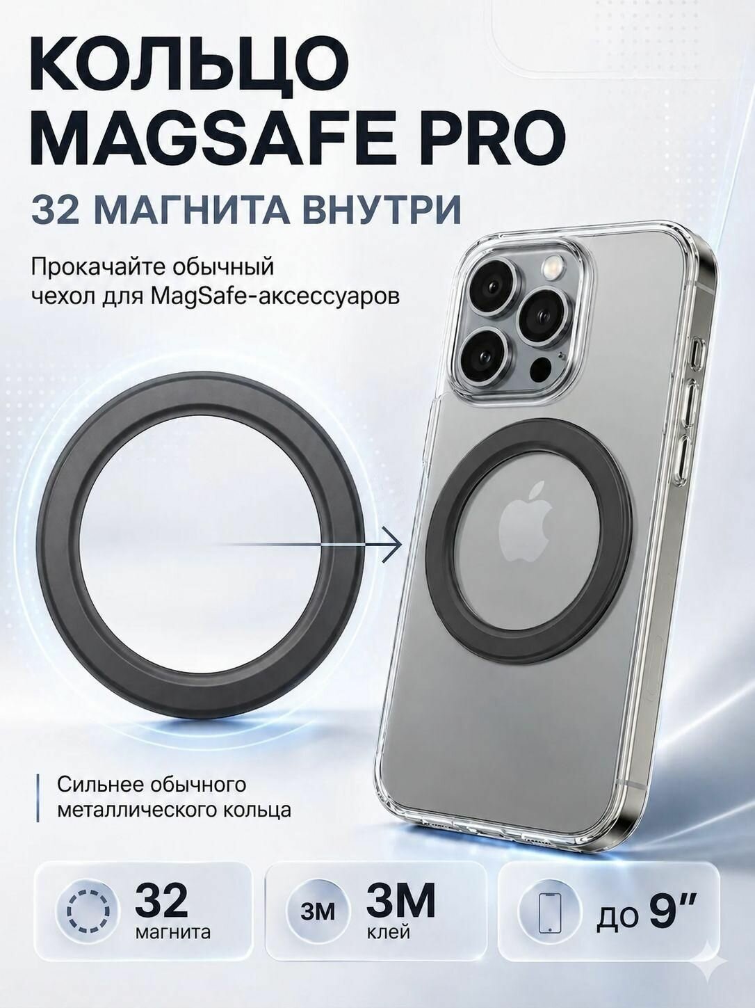 Магнитное кольцо MagSafe Pro Max для автомобильного держателя, для айфона, для беспроводной зарядки, для кошелька картхолдера