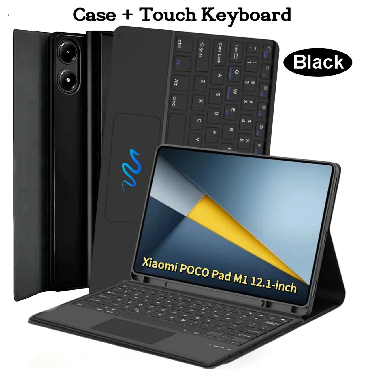 Чехол-подставка Smart Folio 2026 для планшета Xiaomi POCO Pad M1 с Black 3, Russian keyboard