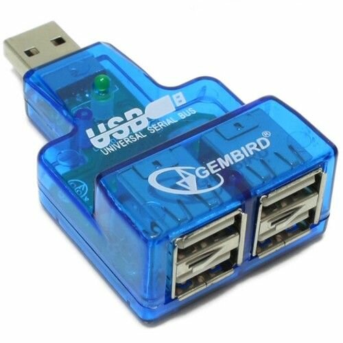 USB-концентратор, разветвитель USB Gembird UHB-CN224B хаб - концентратор 4 порта USB2.0 мини для ноутбука - синий