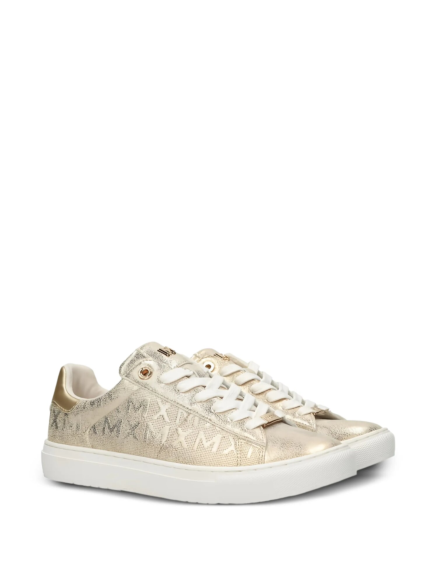 Кроссовки MEXX Logo-pattern metallic-effect sneakers, размер 36, светло-желтый — фото 1