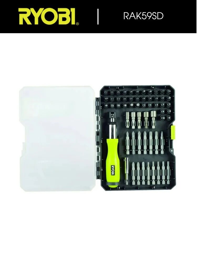 Набор бит и насадок Ryobi RAK59SD с трещоткой (59 предметов) арт. 5132002251