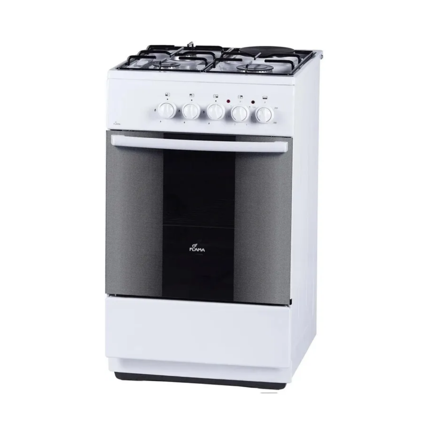 Плита комбинированная Flama RК 23-105 W, 4 конфорки, 50 л, ящик для посуды, белый