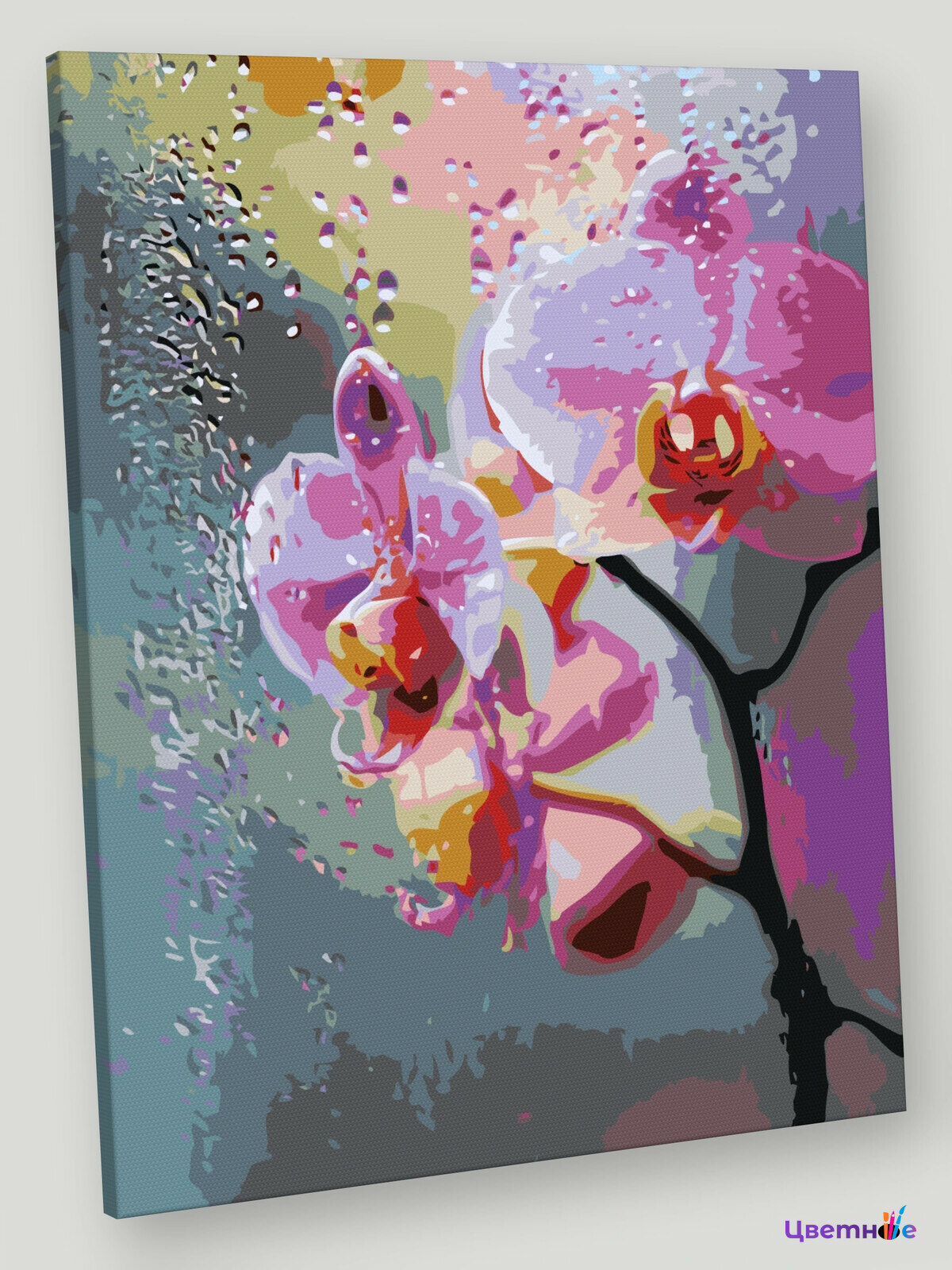 Картина по номерам на холсте с подрамником 40x50 "Цветы розовая орхидея и капли"