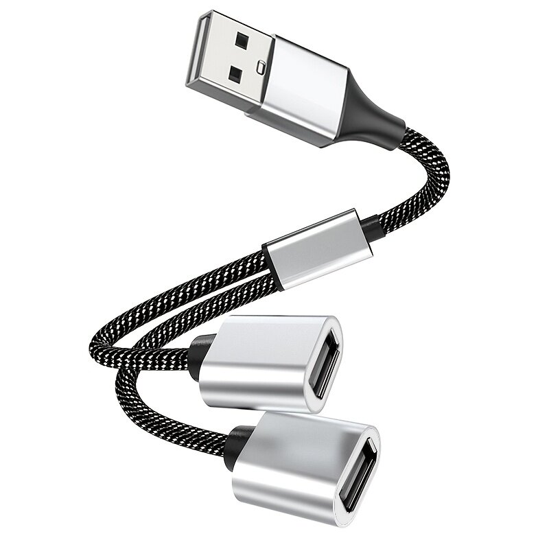 USB-разветвитель 4-в-1, 1 разъем на 4, USB 2.0, длина кабеля 0.5 м, для передачи данных и зарядки, для ноутбука, ПК, телефона, PS5