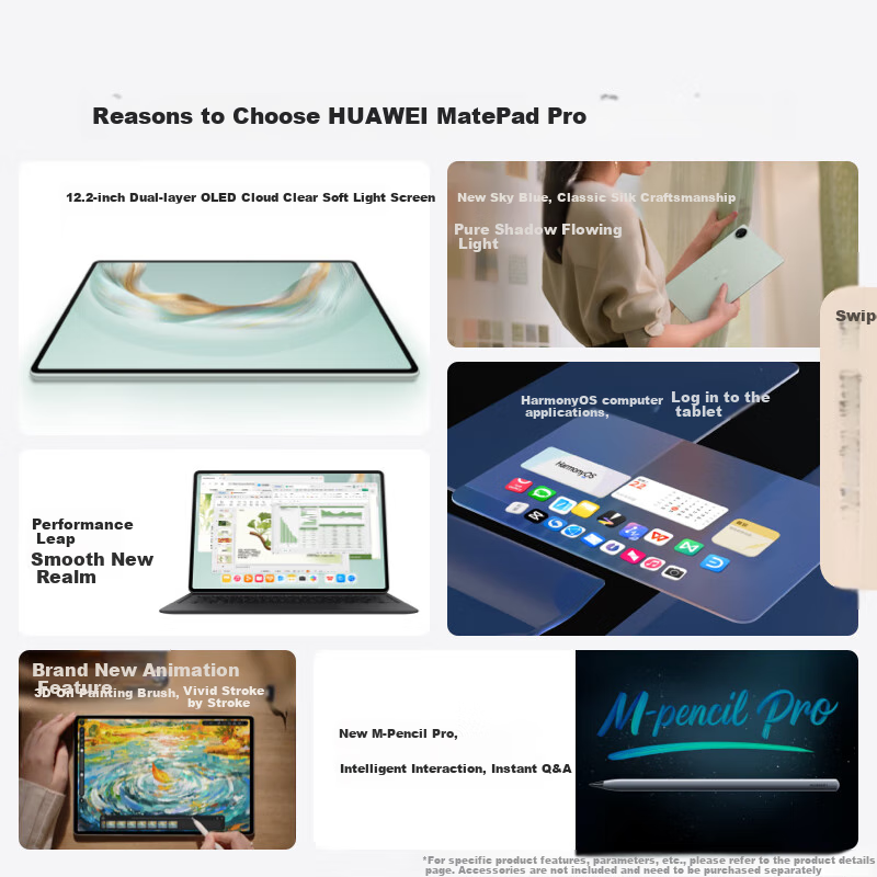 HUAWEI MatePad Pro 12,2-дюймовый планшет 2025 года с мягким светом двойной OLED-экран 12ГБ+512ГБ цвет Фейтиан-синий