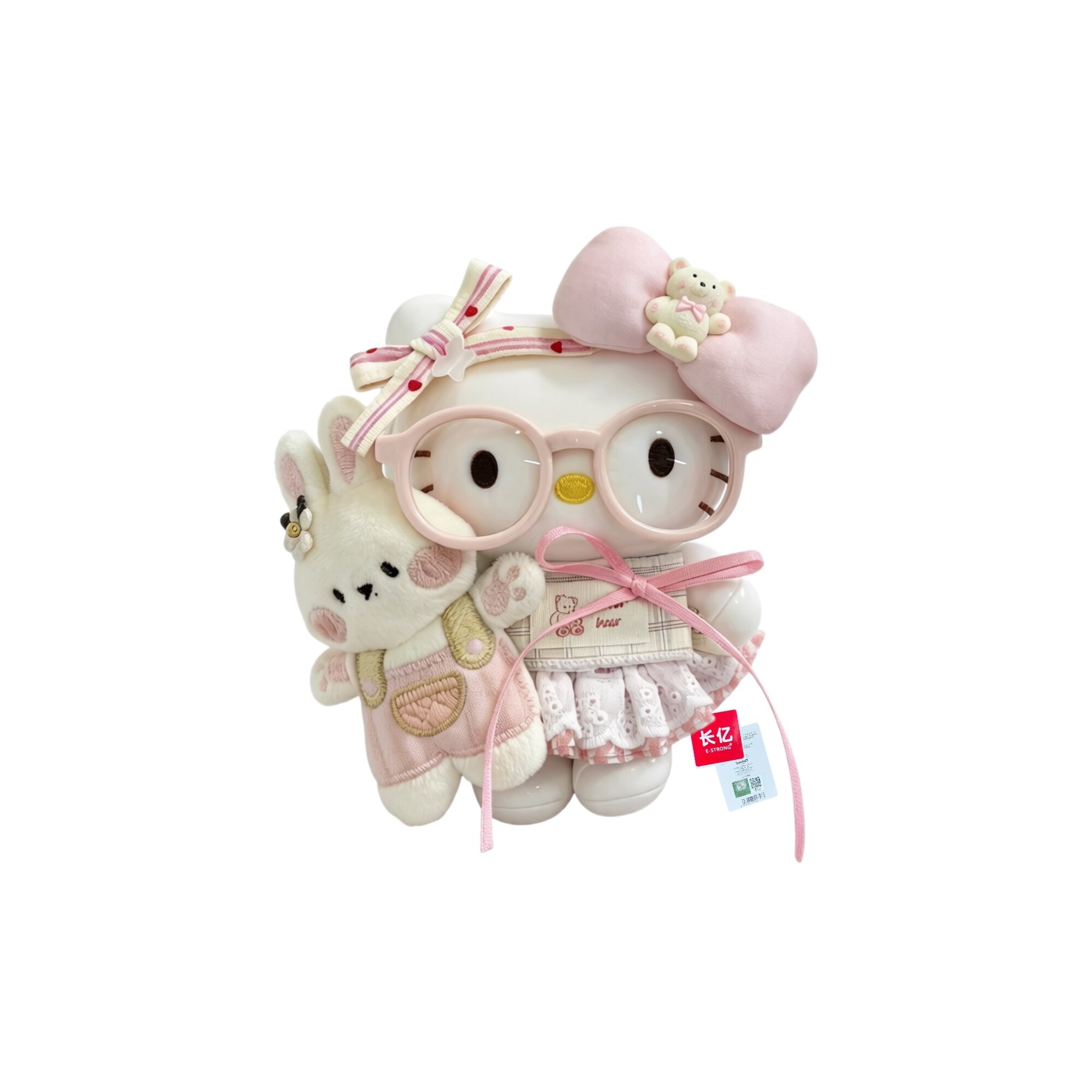 E-STRONG x Sanrio Плюшевый брелок Hello Kitty Милый и симпатичный Высота 15 см