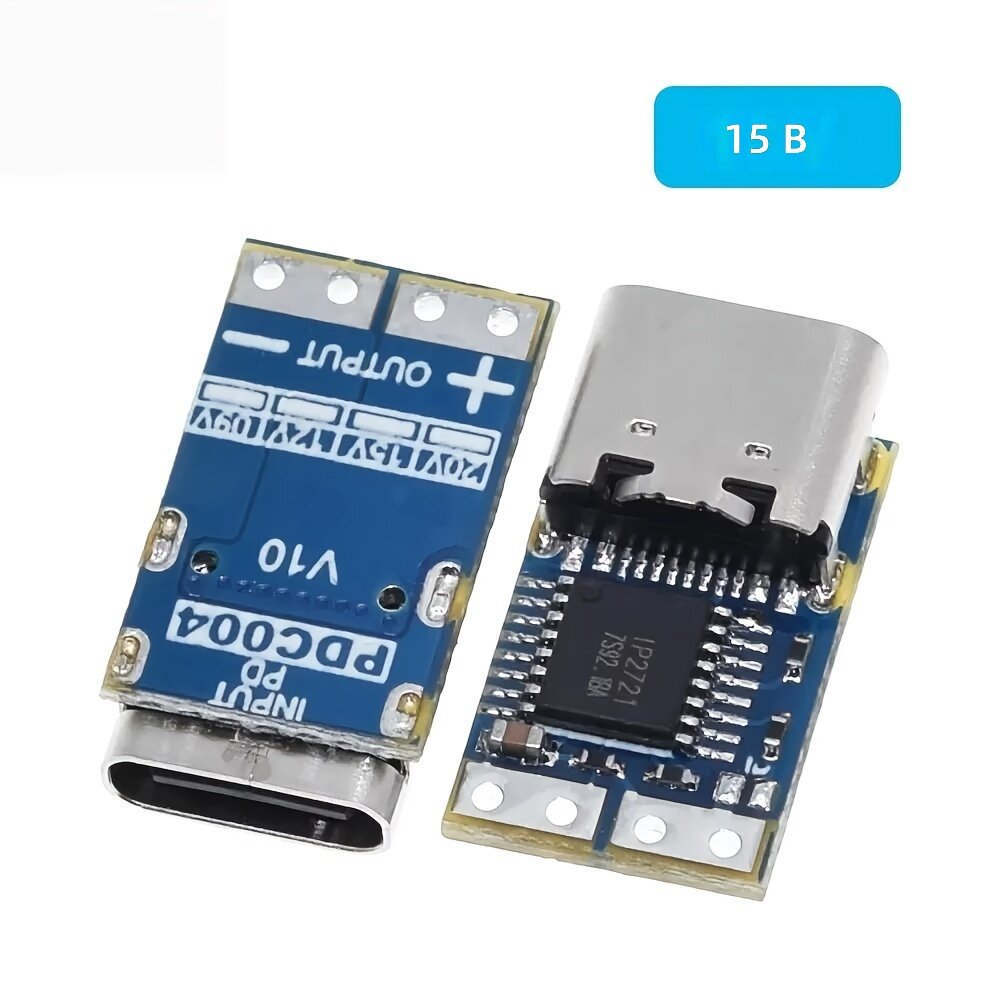 Модуль-триггер PD Type-C PDC004 (PD 3.0, QC4, 9-20V) с функцией удлинительного кабеля, модель 15V, 5 шт.