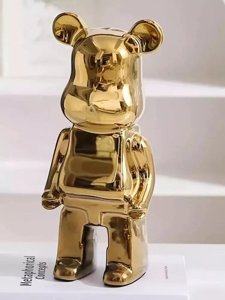 Статуэтка Bearbrick золотой 35 см коллекционная статуэтка для декора