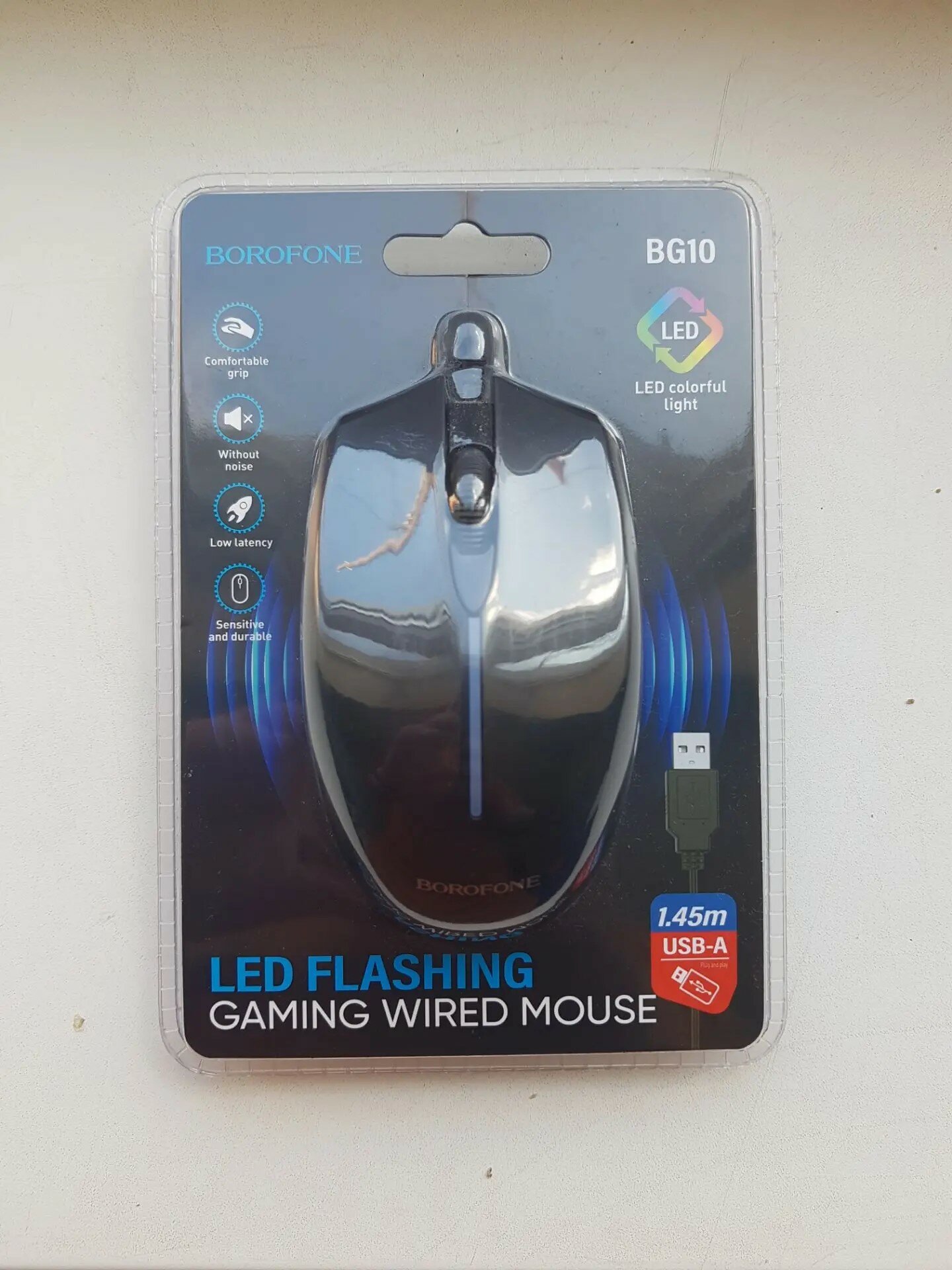 Мышь игровая BOROFONE BG10 Soaring проводная, LED (черный), шт