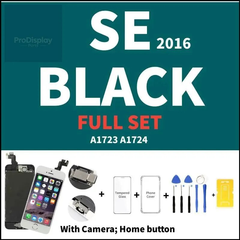 Дисплей для Apple iPhone SE боре с тачскрином Черный Полный набор ( camera+speaker+home button) черный