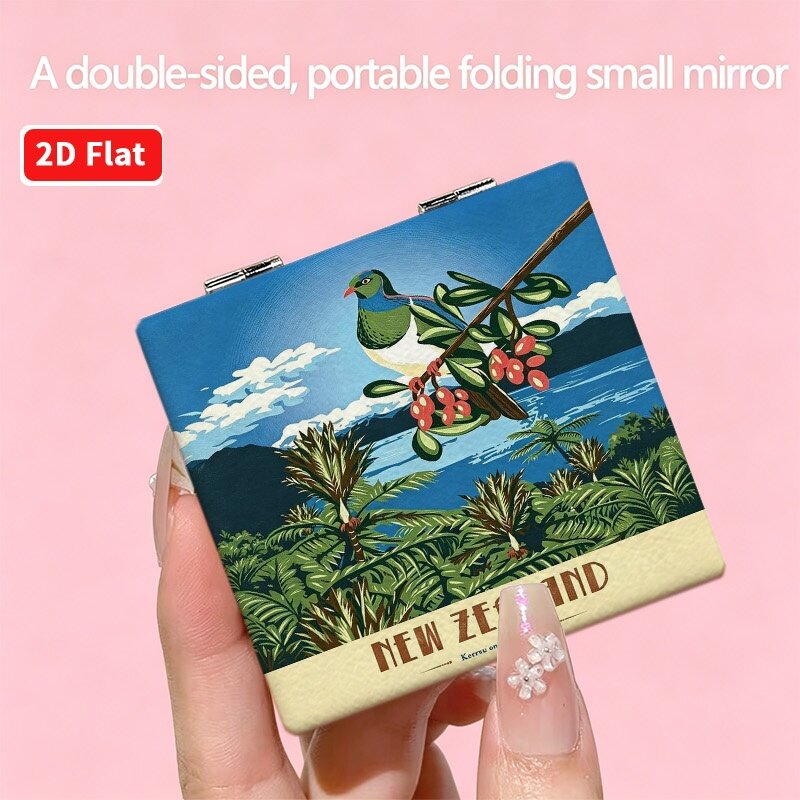 Портативное складное зеркало для макияжа 2D/Плоское, 7,1 x 6,7 см, высокое качество, с изображением цветов и п