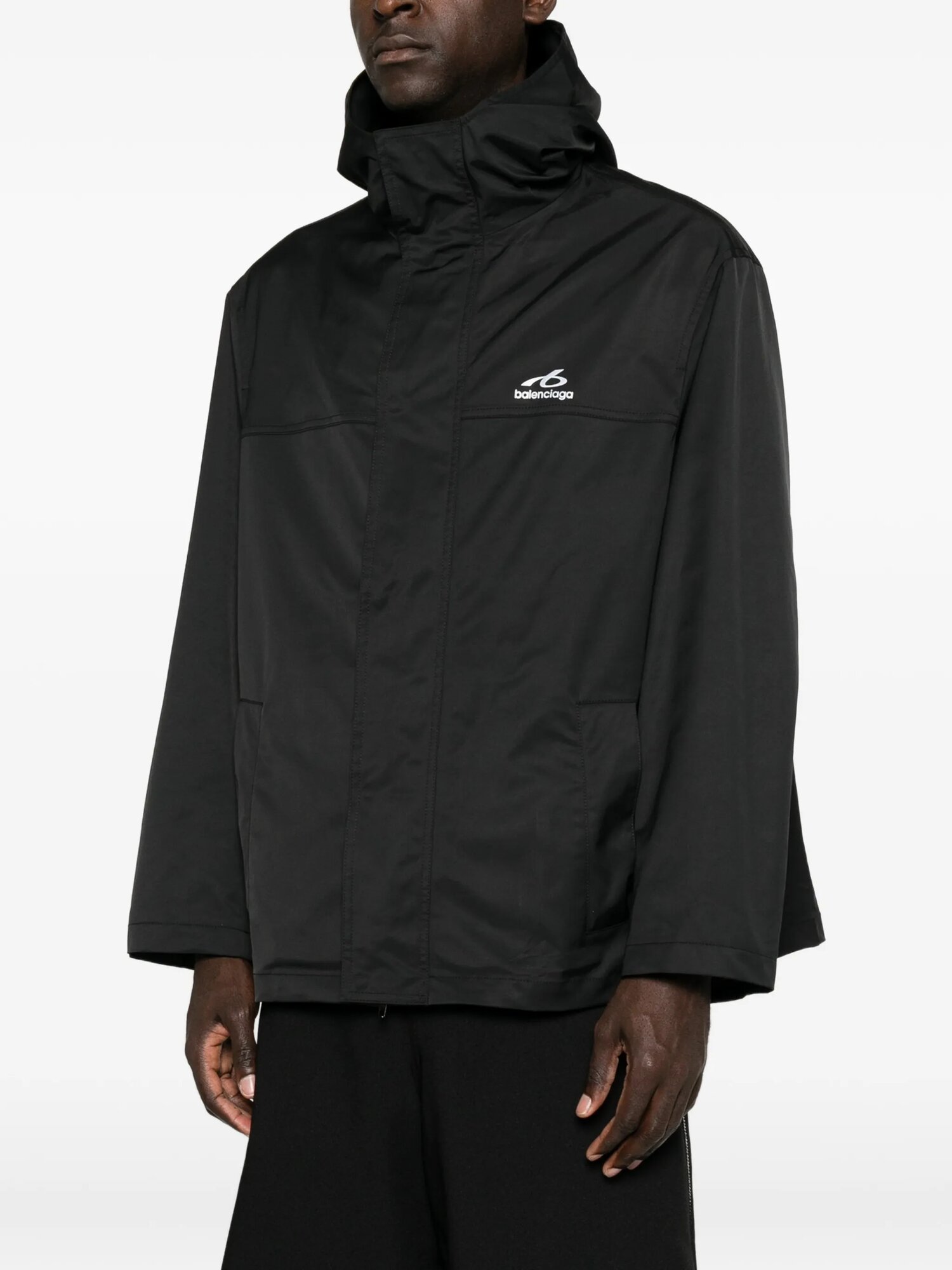 Куртка BALENCIAGA Hooded logo-print jacket, размер 52 — фото 1