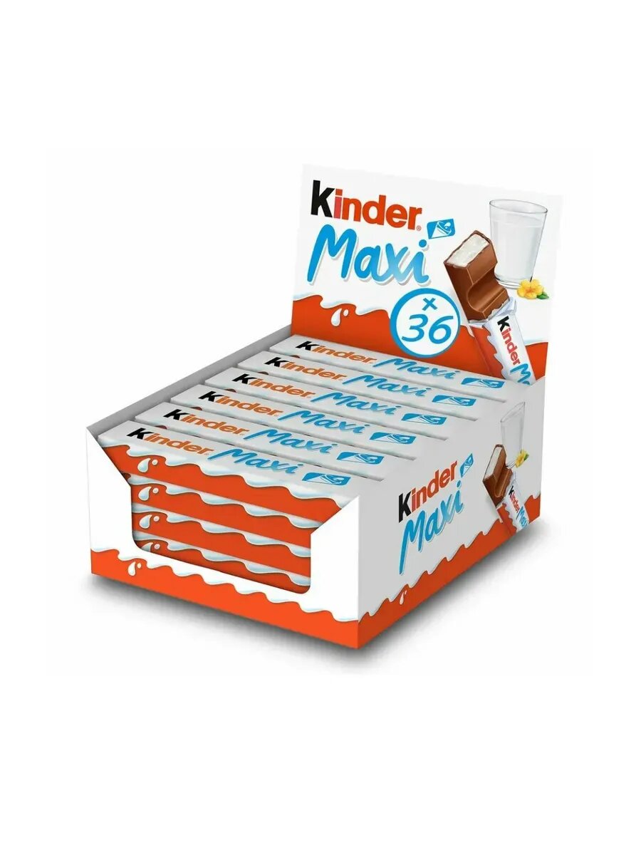 Kinder Шоколад Chocolate Maxi молочный, 21г, 36 шт
