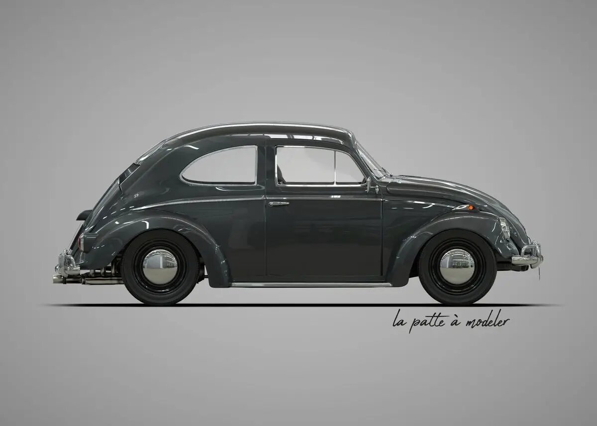 Плакат Vw Beetle, печать на холсте 9, 20X30cm Unframed