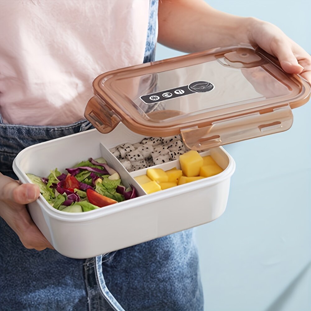 Пластиковый разделенный контейнер для хранения продуктов, подходит для микроволновки и холодильника, ланч-бокс для офиса, цвет хаки