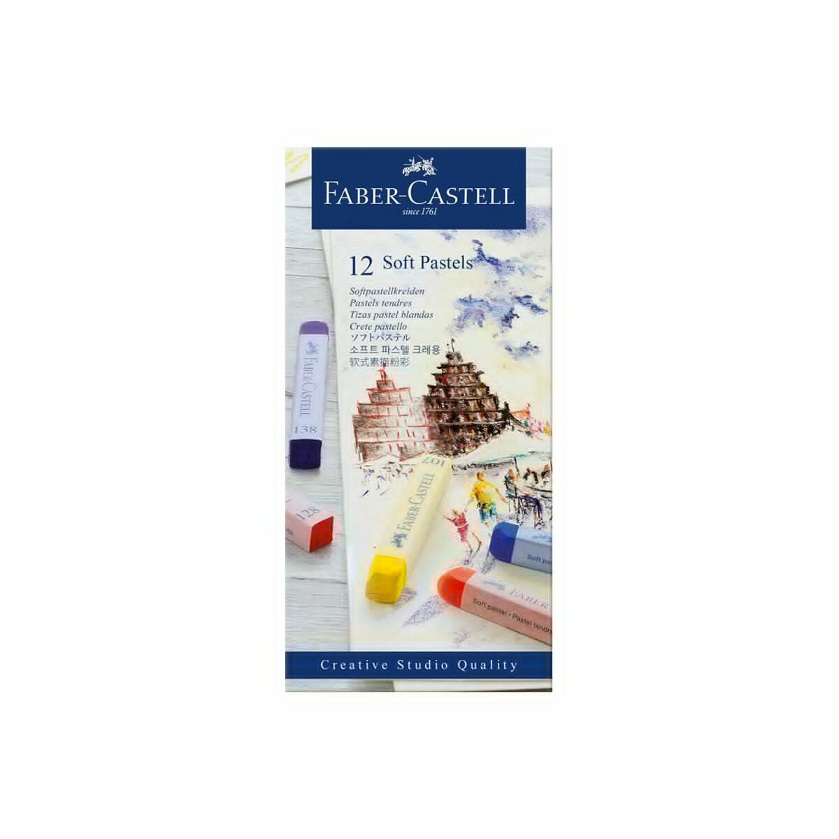 Пастель сухая 12 цветов Faber-Castell Soft pastels, квадратное сечение (128312), 5 уп.