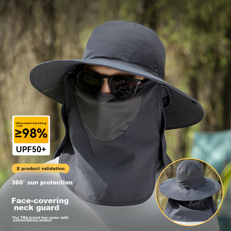 Ousen Sun Protection Hat for Men, Summer Outdoor UV-Resistant Sun Hat, Fishing Hiking Cycling Sunshade Fisherman Bucket Hat