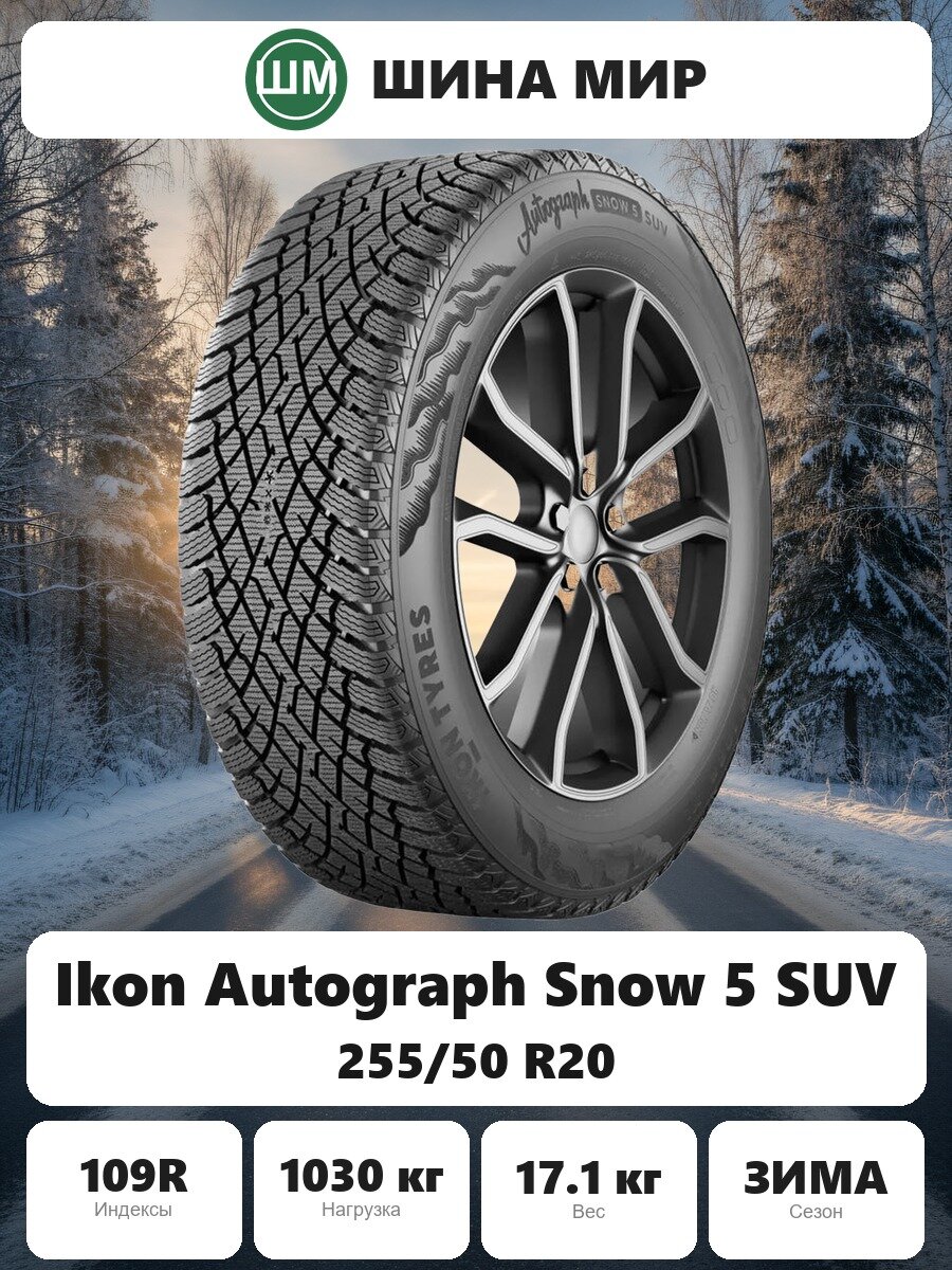Шина Ikon Autograph Snow 5 SUV 255/50 R20 XL 109R Зимняя Нешипованная