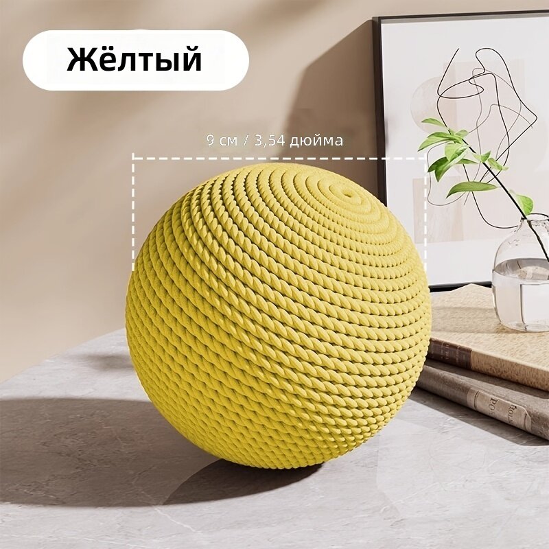 Желтый мяч для кошек (улучшенная версия) с звуком, устойчивый к укусам и износу, без батареек, для игр в помещении и на улице, большой, для кошек всех размеров, игрушка для саморазвлечения и снятия стресса
