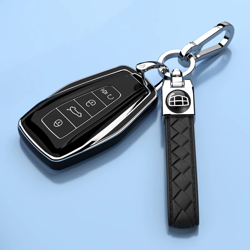 Ключевой брелок Geely Bingyue с кожаным кольцом, классический черный цвет для моделей 2023-2025 гг.