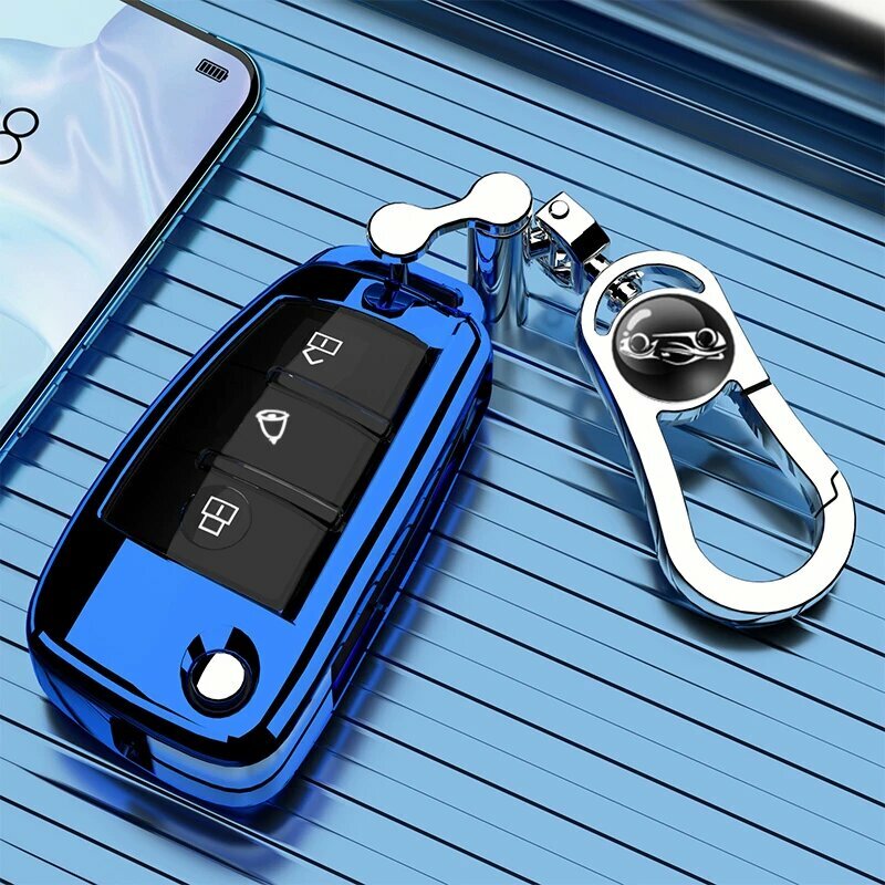 Чехол для ключа JAC Refine M3 с металлическим замком - каменный синий для моделей 2019-2025