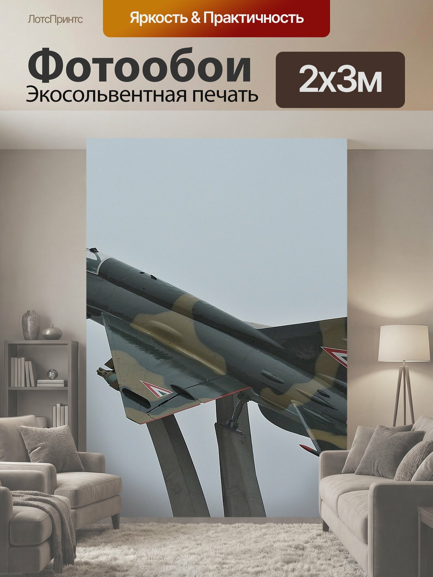 Фотообои "Миг-21, истребитель, старый" 200x300 см. экосольвентная печать