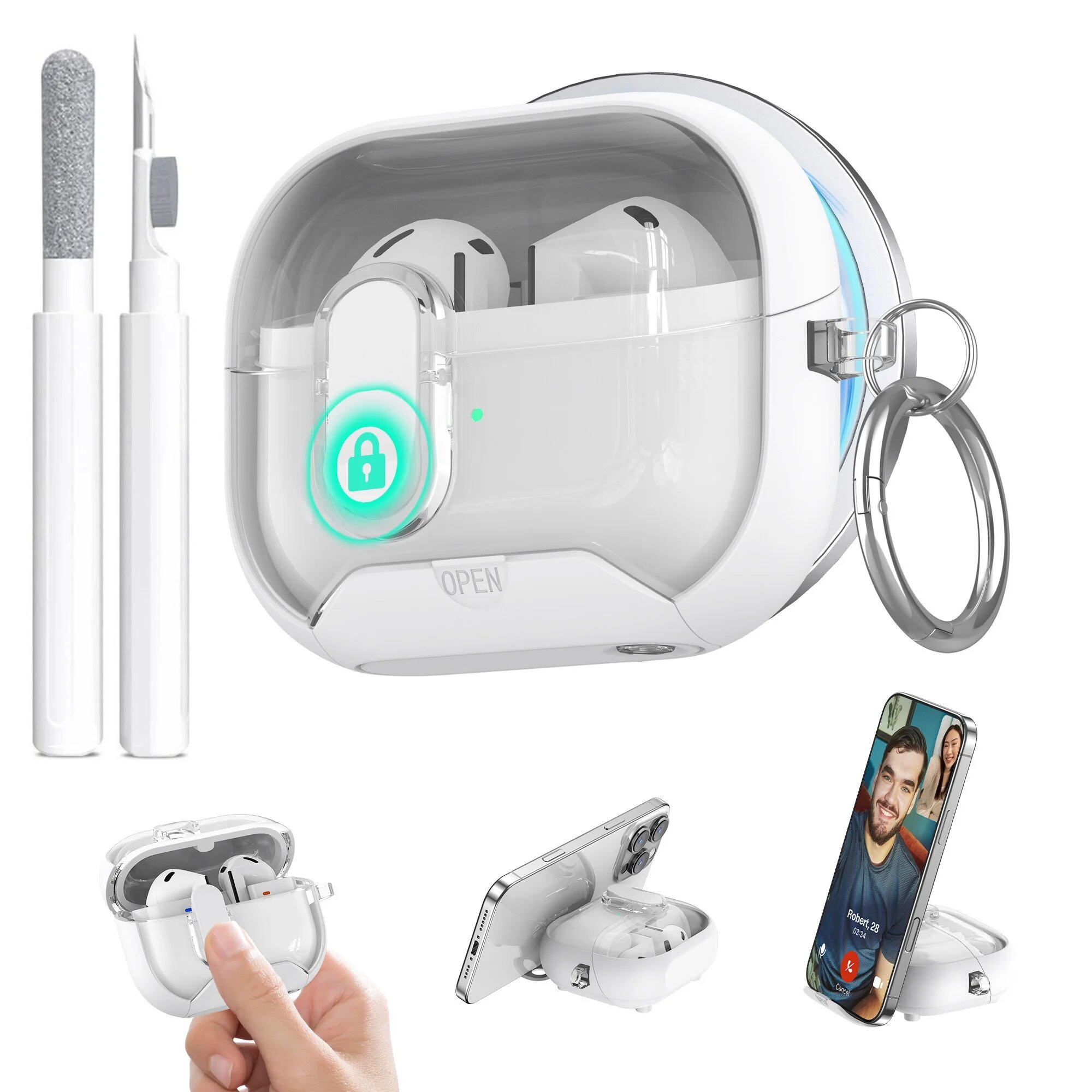 Чехол для Samsung Galaxy Buds 3/Buds3 Pro/Buds3 FE For Galaxy Buds 3Pro, White with Pen