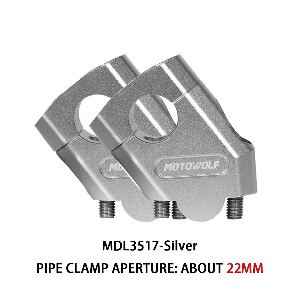 Зажим для руля мотоцикла MOTOWOLF MDL3517-Silver, 22 мм