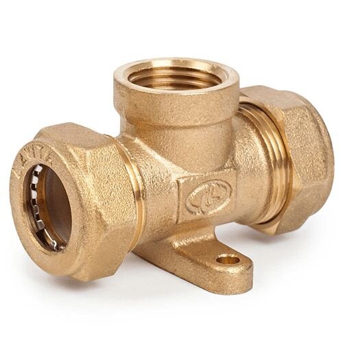Тройник с креплением T/S (W) 15*1/2"*15 Lavita, для гофрированной нержавеющей трубы