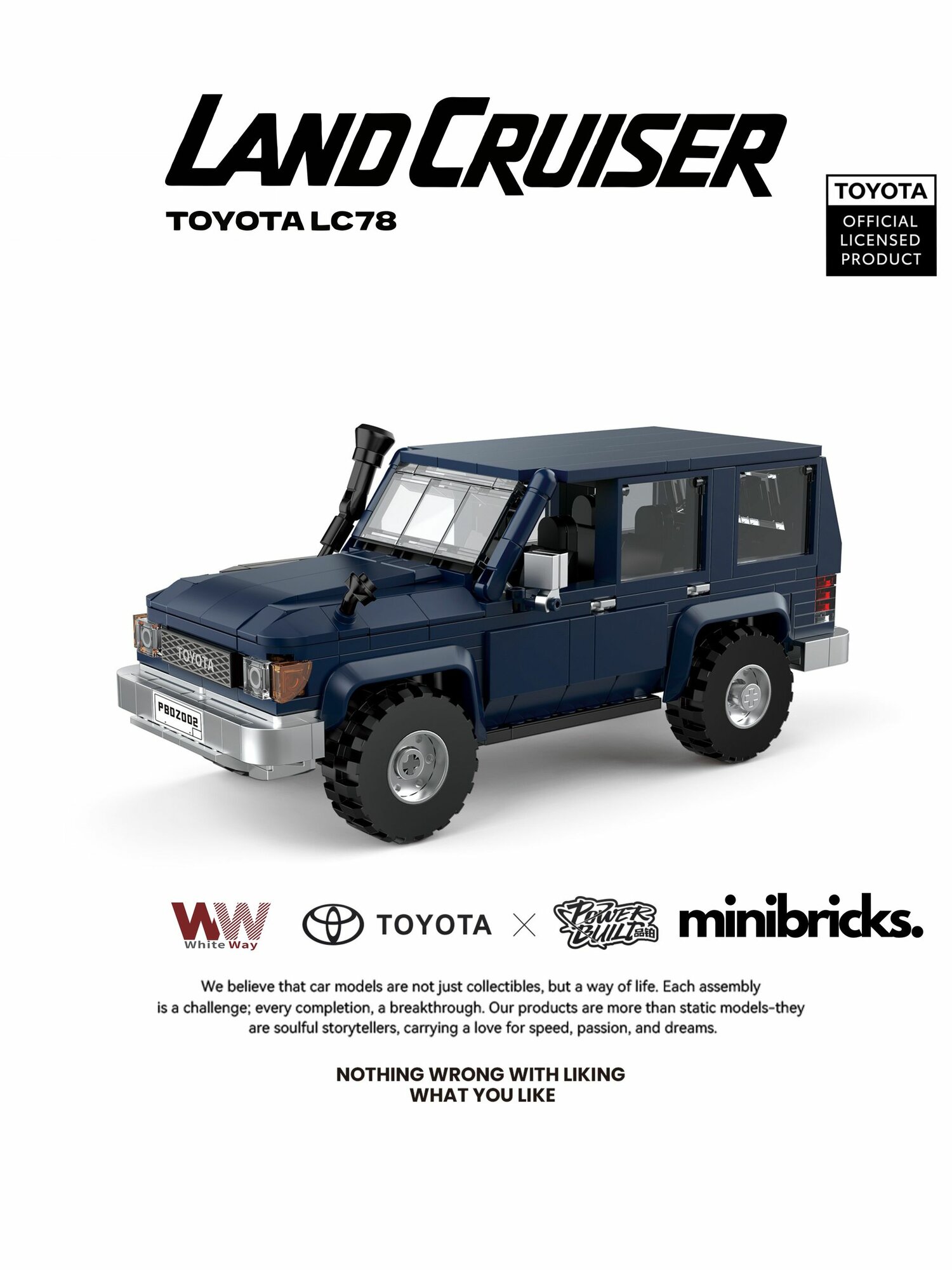 Конструктор, PowerBuild x Minibricks, Toyota Land Cruiser 78 (562 дет.), PBDZ002, официальная лицензия